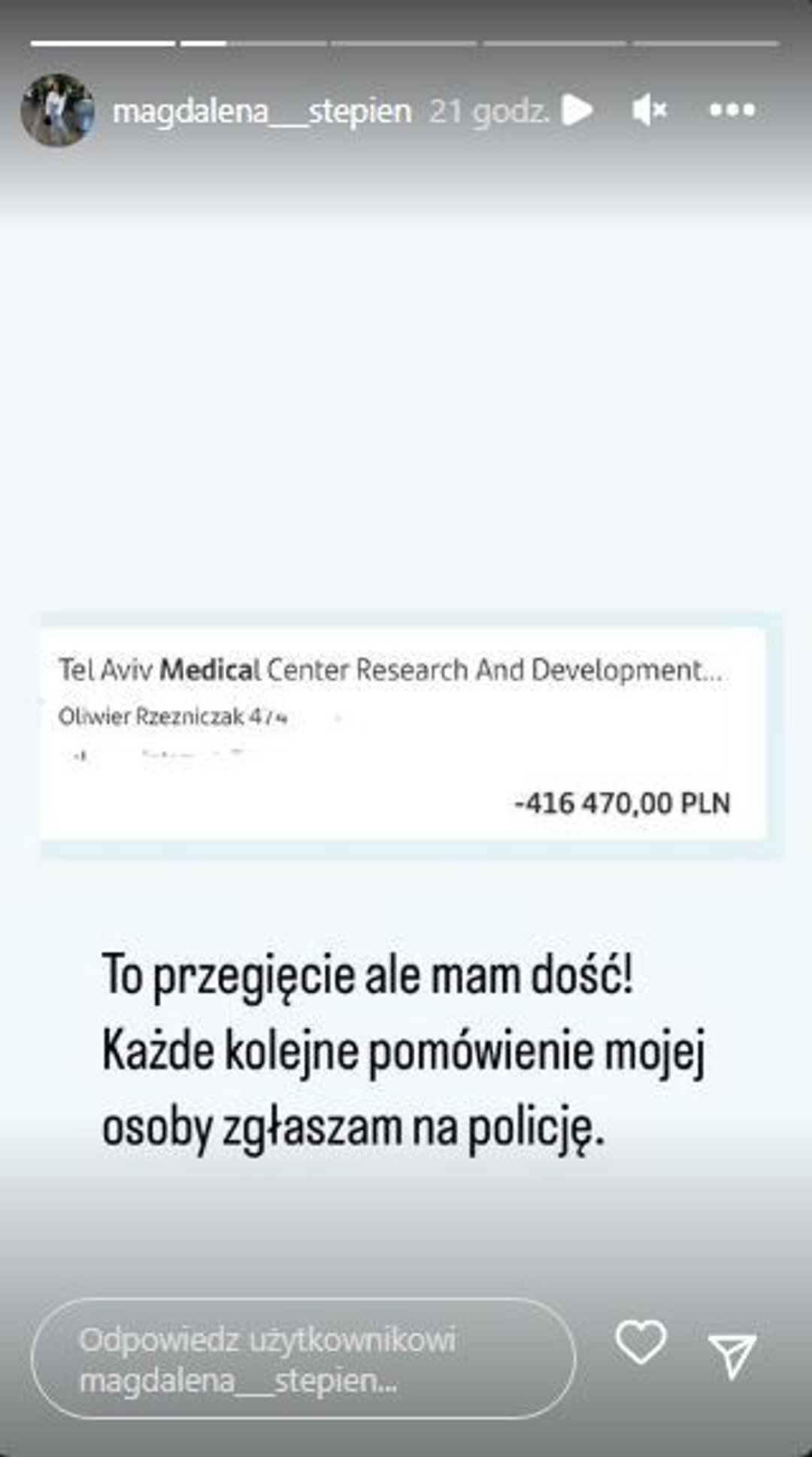 Magda Stępień pokazała dokumenty, tak wygląda faktura za leczenie jej ...