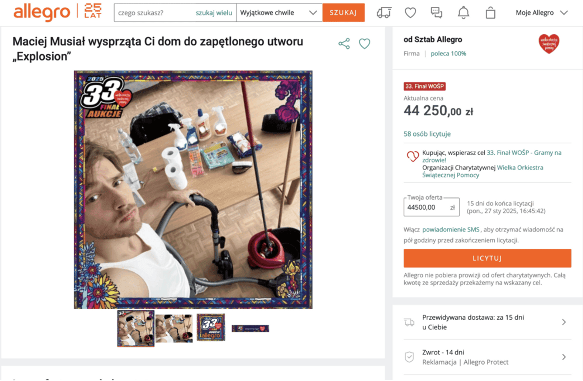 "Nie musiał, a zrobił". Zbiórka Macieja Musiała na WOŚP bije rekordy. Za tyle posprząta wam dom ...