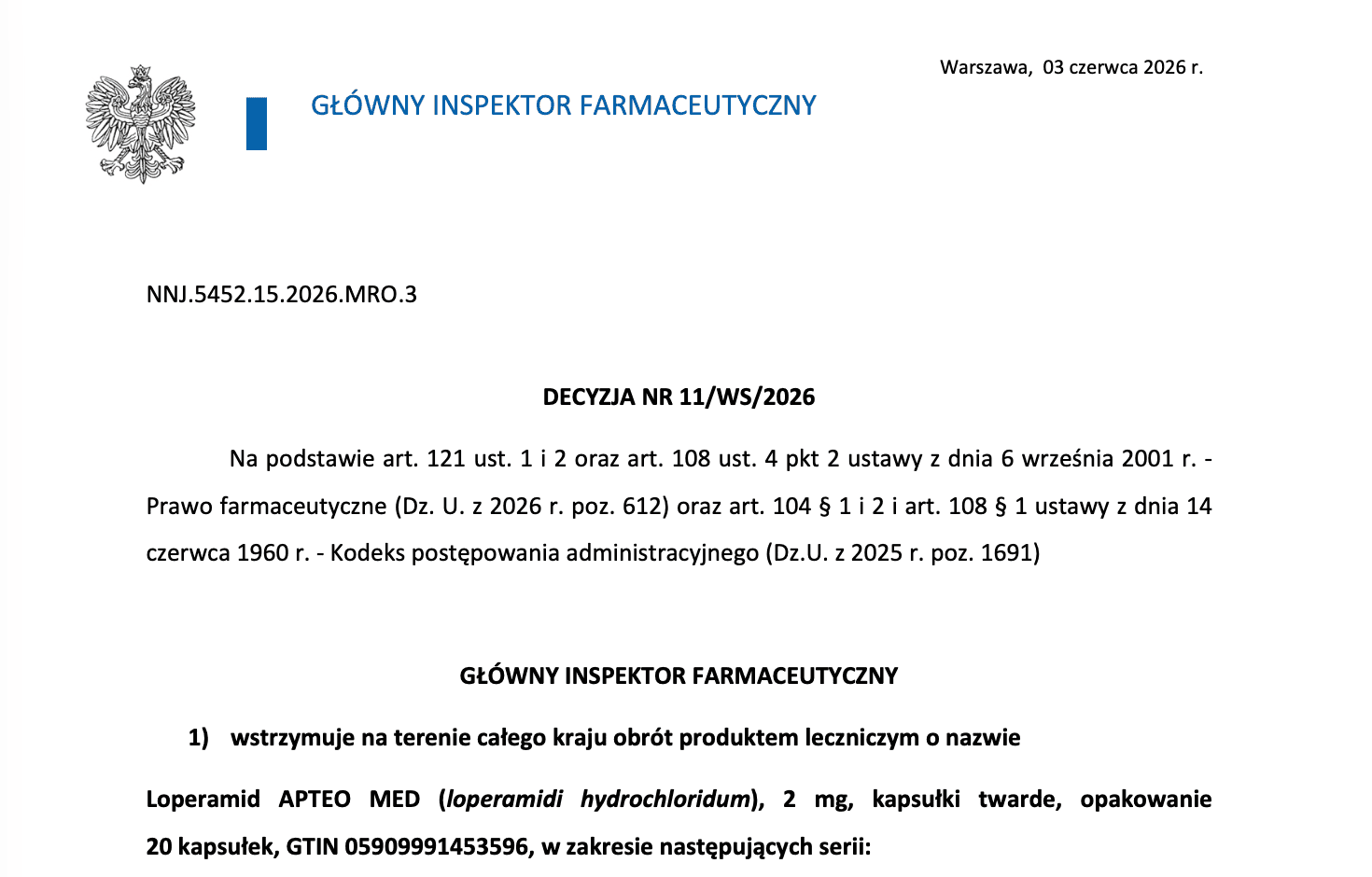 GIF wstrzymał 15 serii popularnego leku. Sprawdź daty i numery, zanim ...
